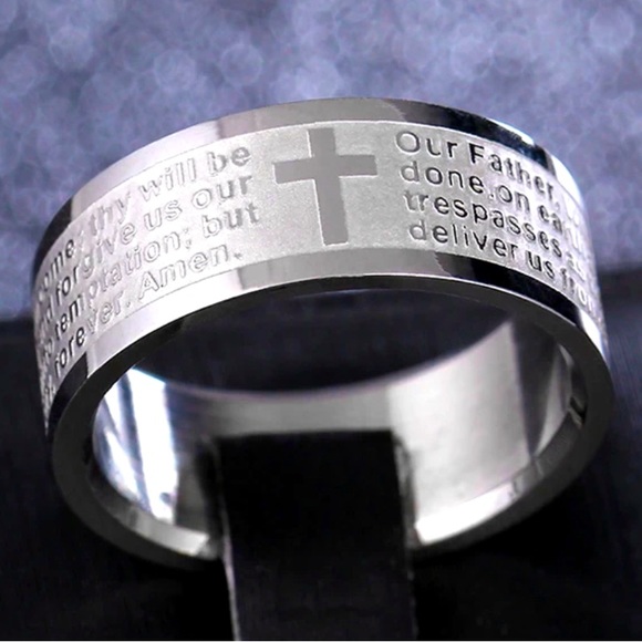 Accessories | Our Father Lords Prayer 8mm Ring Unisex Style Silver ...